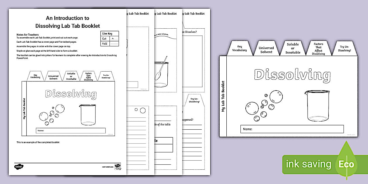 An Introduction to Dissolving Lab Tab Booklet (teacher made)
