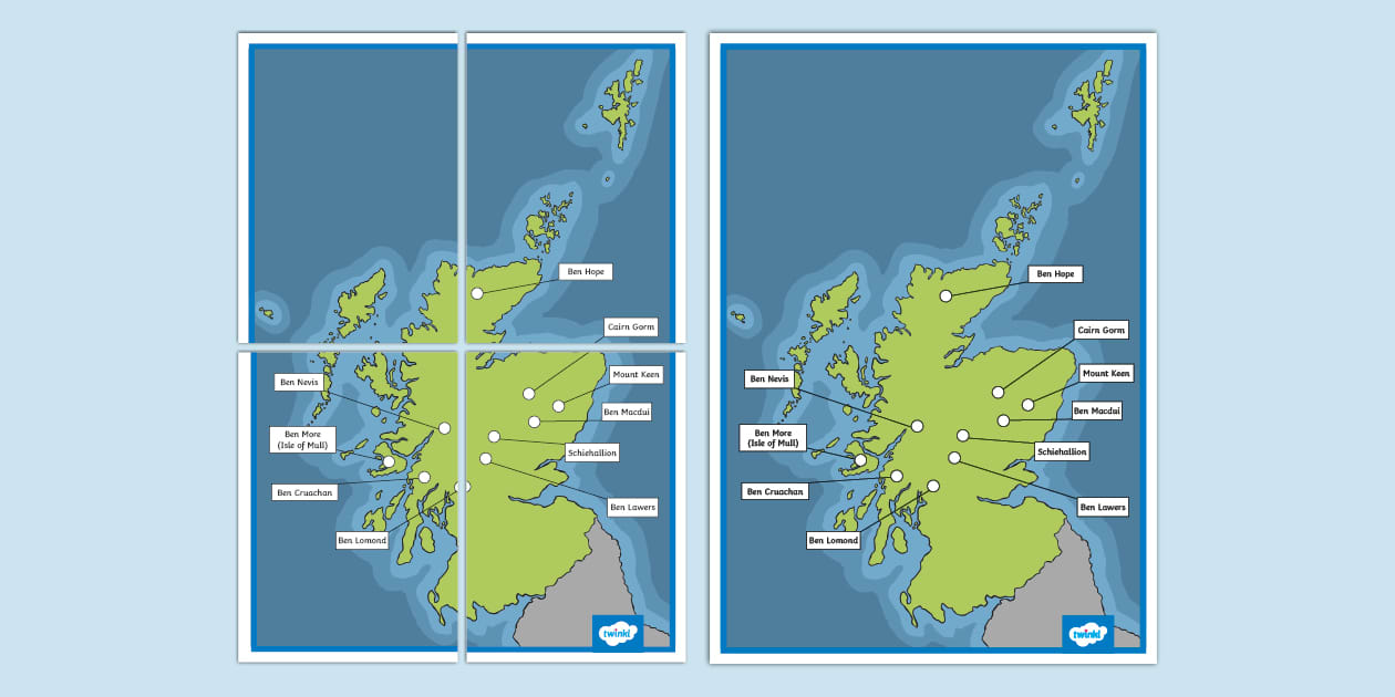 Map of Scotland with Mountains Large Display Poster - Twinkl