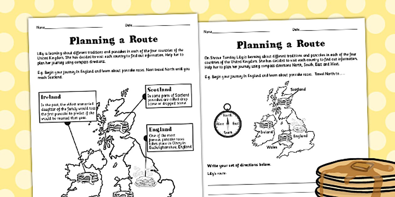 Planning a Route Worksheet (teacher made) - Twinkl
