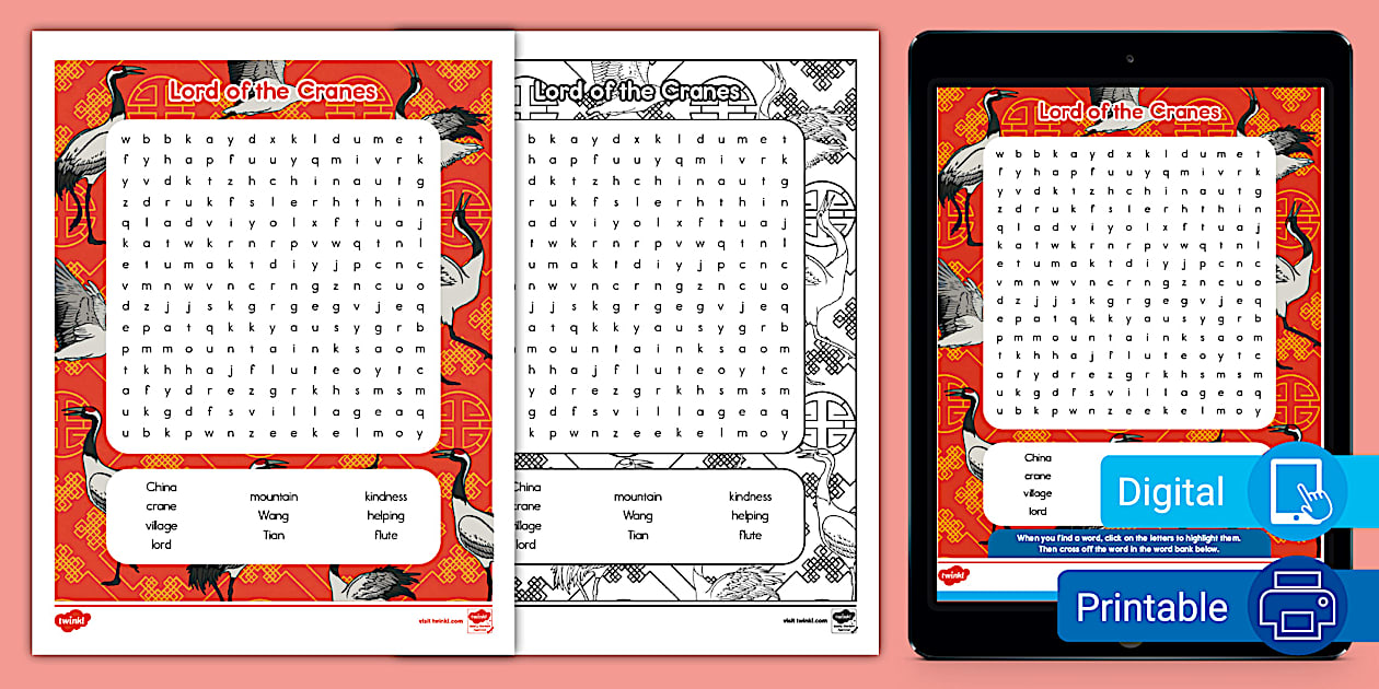 Tales from Around the World: Lord of the Cranes Word Search