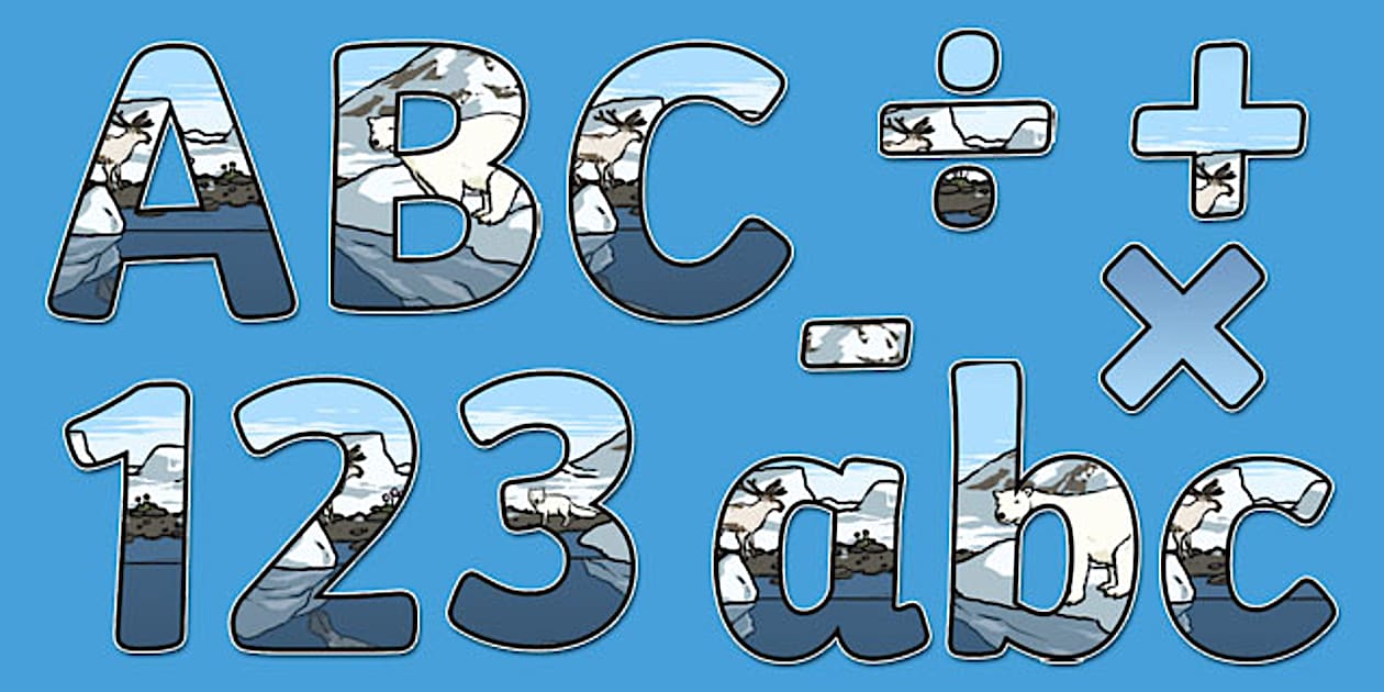 Arctic Animals Habitat Themed Display Letters and Numbers Pack