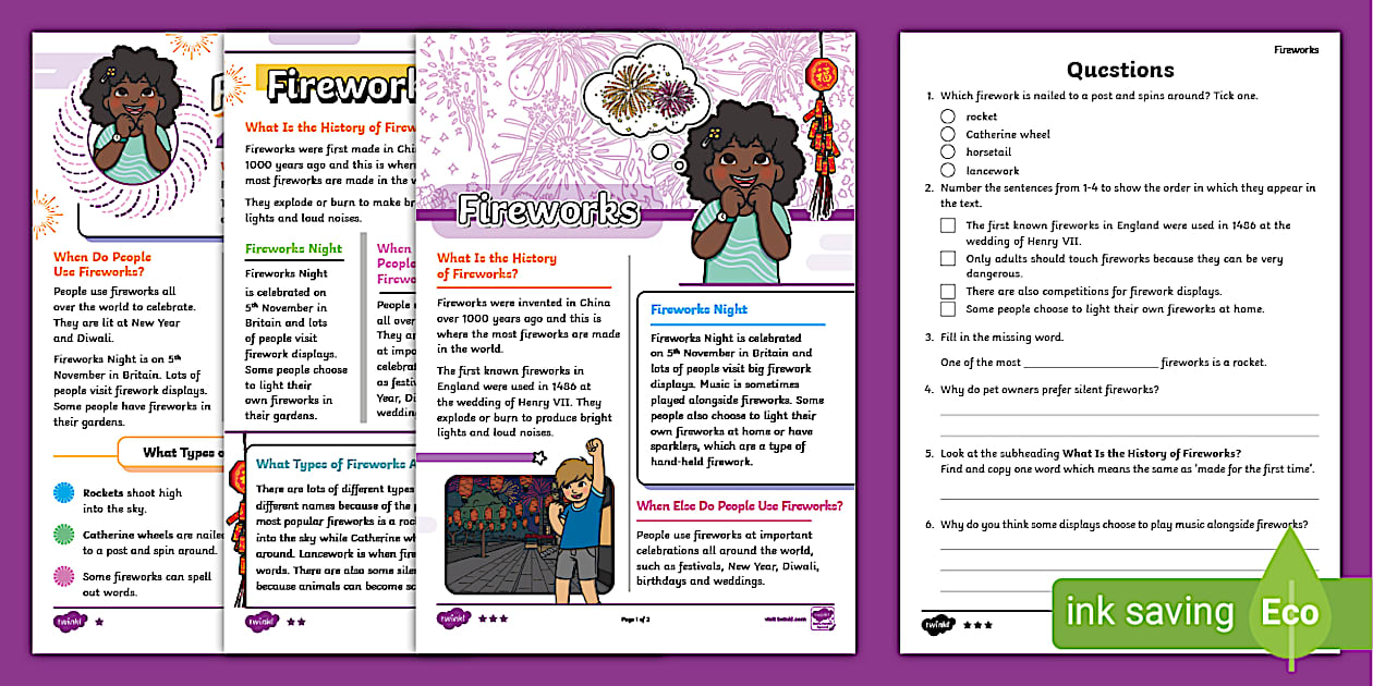 Fireworks Differentiated Reading Comprehension - KS1