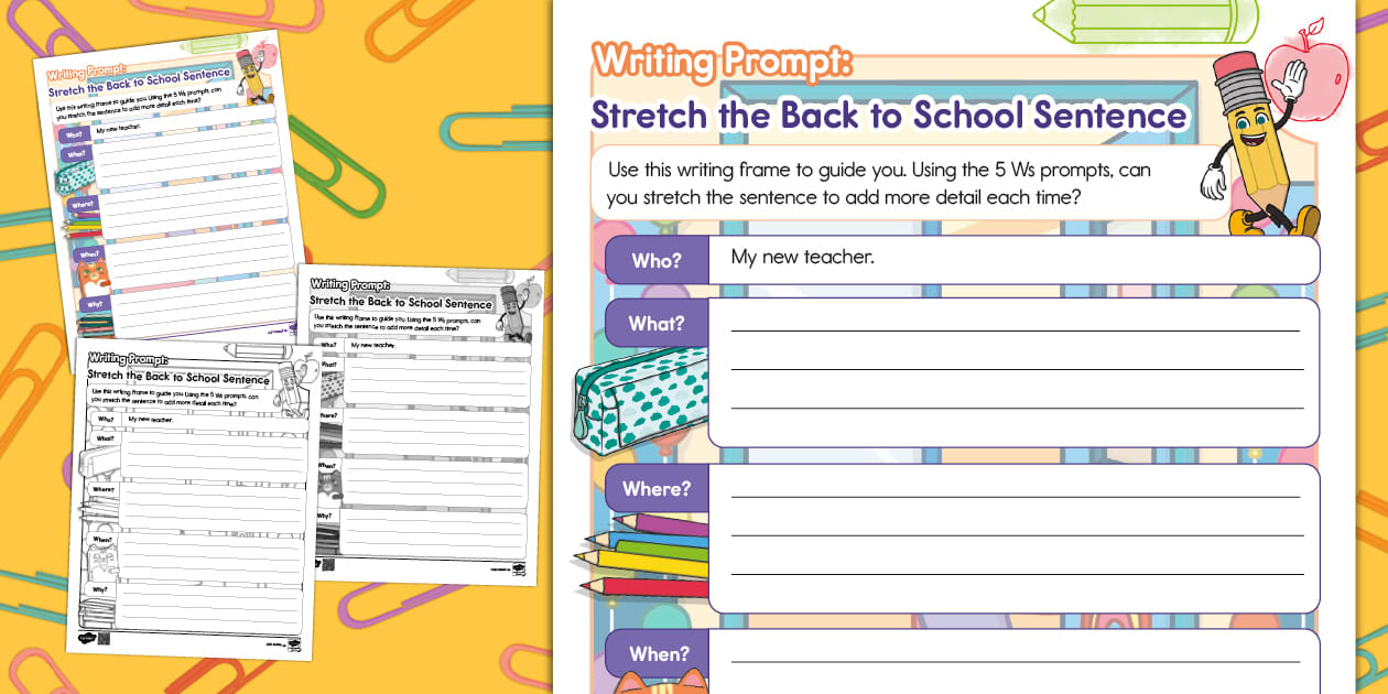 * NEW * Back to School Writing Prompt: Stretch the Sentence