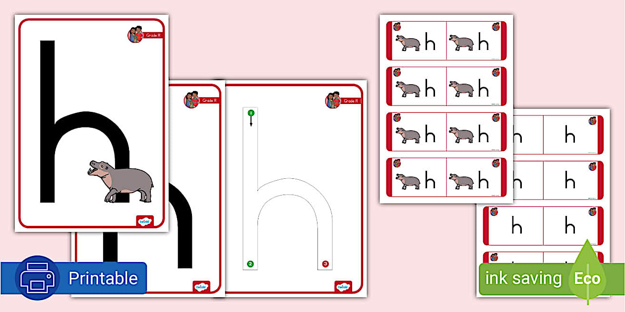 Gr. R Phonics H Poster, Flashcards and Robot Letter - Twinkl