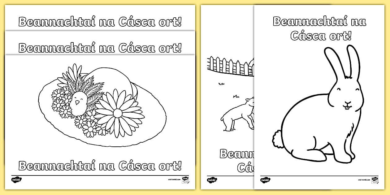 Happy Easter Colouring Pages in Irish (teacher made)