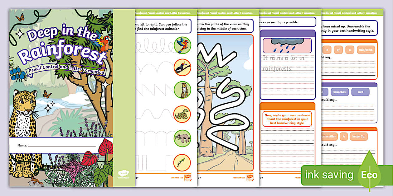 EYFS/KS1 Rainforest Pencil Control and Letter Formation Booklet