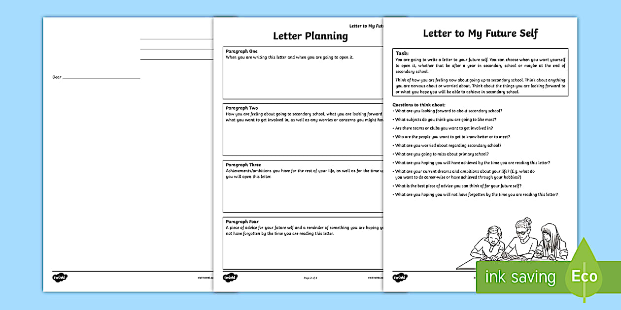 Editable Transition to Secondary School Letter to My Future Self Worksheet