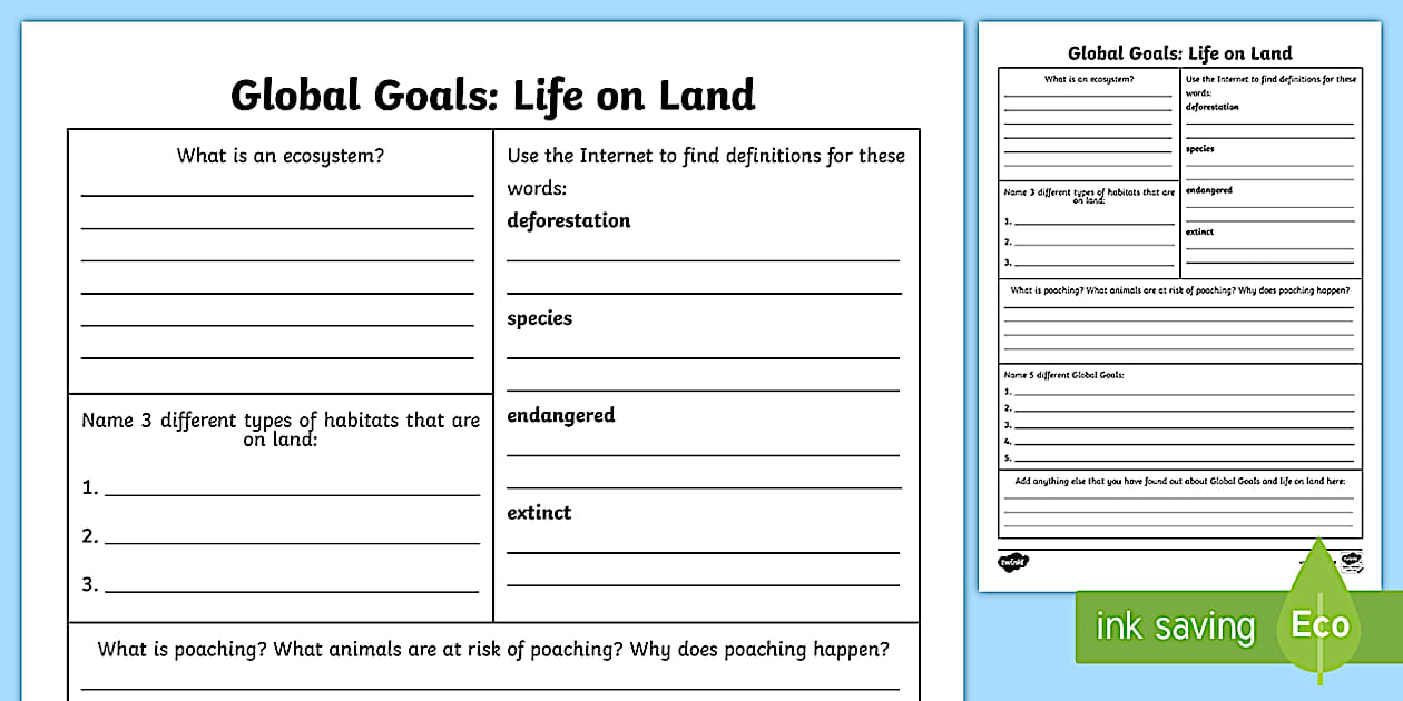 Global Goals: Life on Land Fact File Research Activity