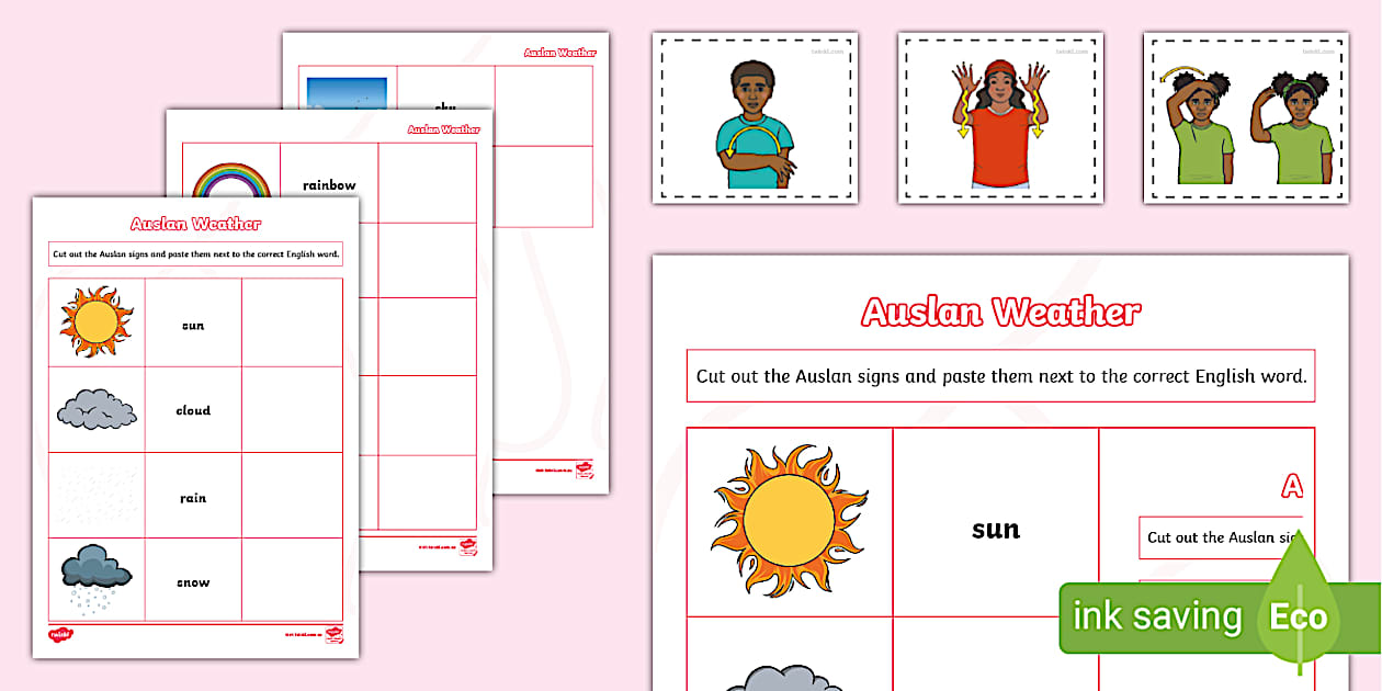 Auslan Weather Cut and Paste (teacher made) - Twinkl
