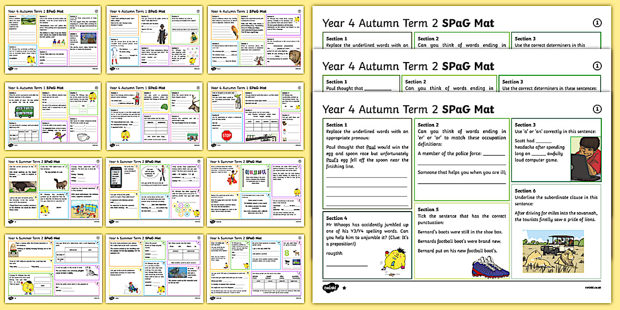 Year 4 Spelling, Punctuation and Grammar Activity Mats Resource Pack ...