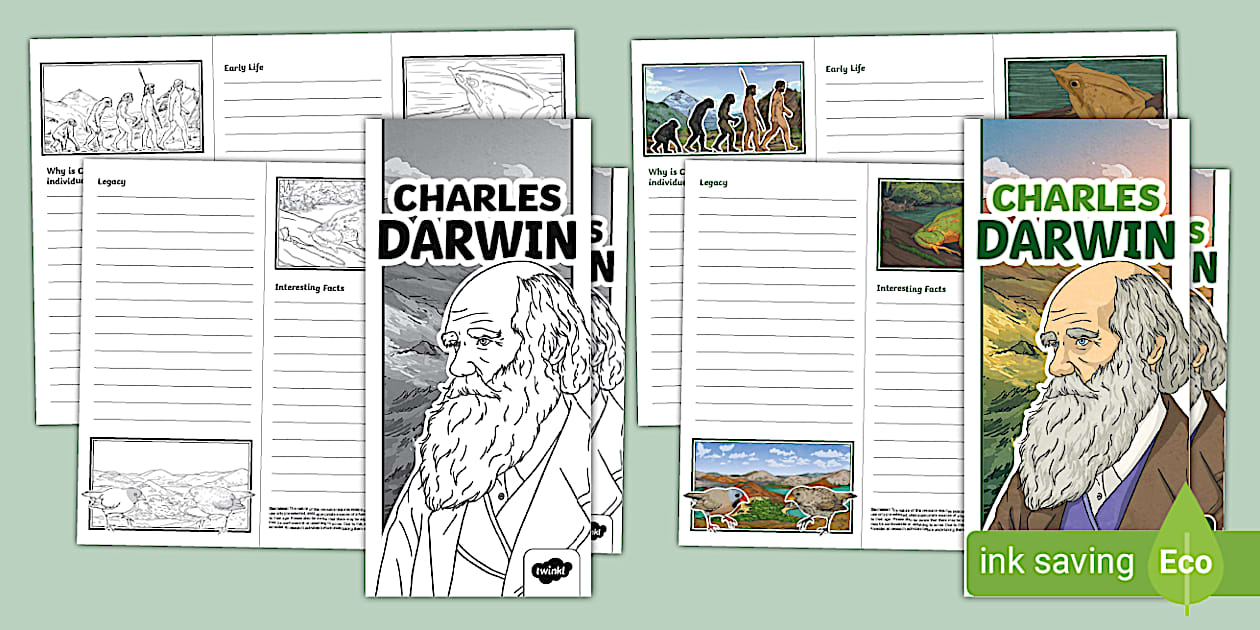 Charles Darwin Leaflet Template (teacher made) - Twinkl