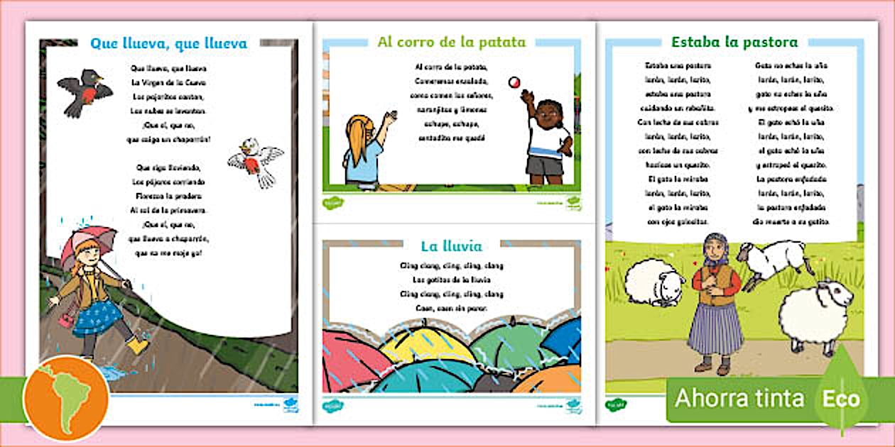 Cancionero infantil: Canciones infantiles tradicionales- Guía de trabajo