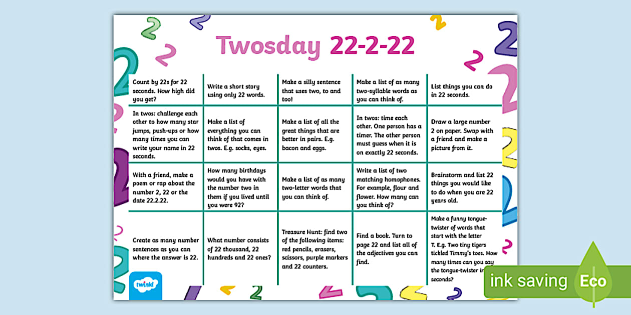 Twosday Challenge Card (teacher made) - Twinkl