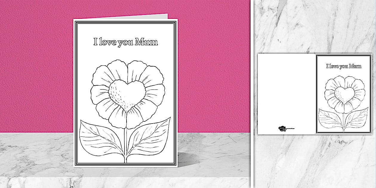 Heart Flower Template Mother's Day Card | Twinkl Party