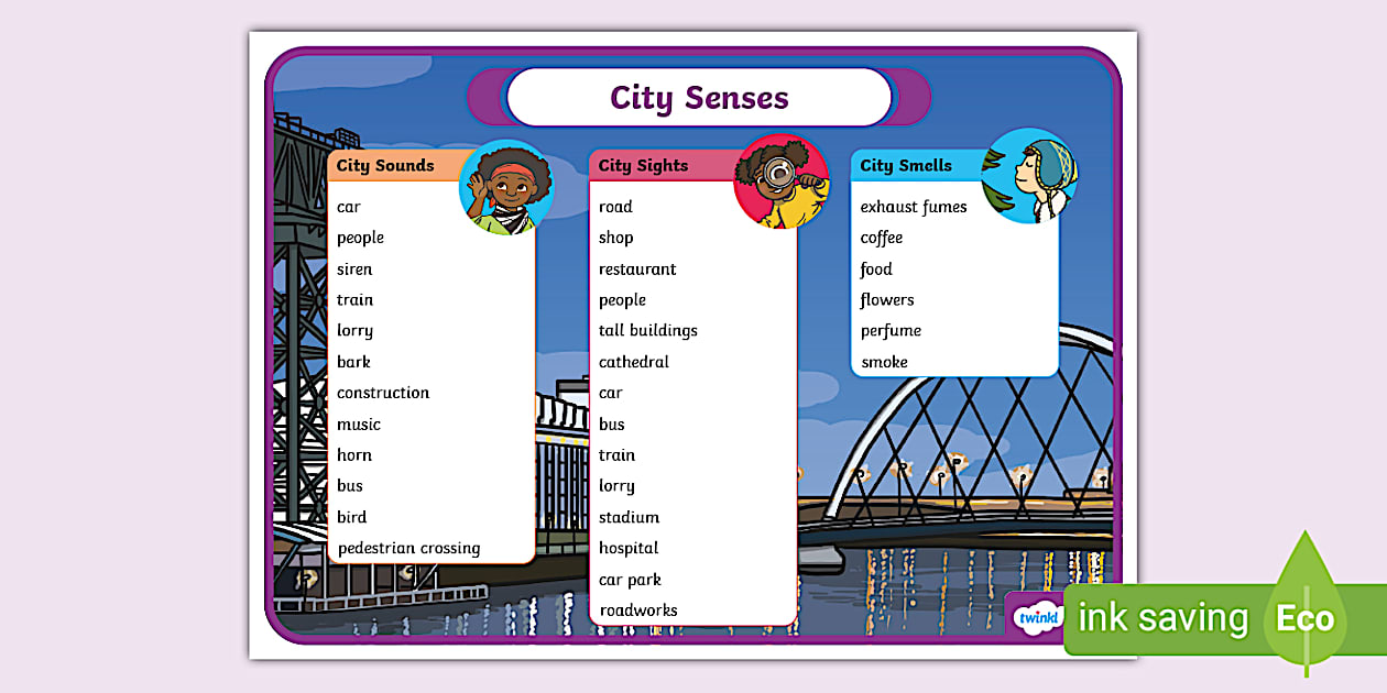 City Senses Word Mat (teacher made) - Twinkl