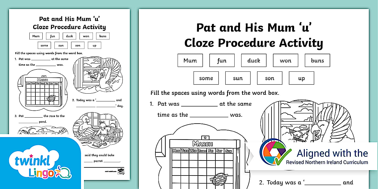Pat and His Mum 'u' Cloze Procedure Activity (teacher made)