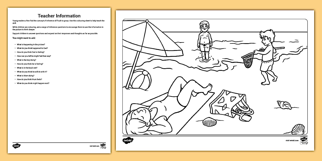 Seaside Inference Colouring (teacher made) - Twinkl