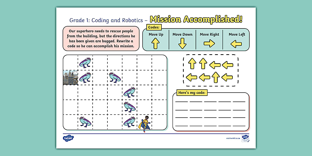 Grade 1 Debugging a Code - Mission Accomplished! - Twinkl