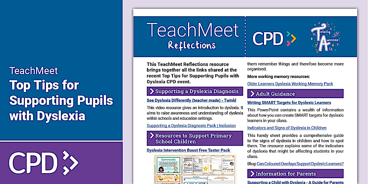 TeachMeet Reflections - Top Tips for Supporting Pupils with Dyslexia