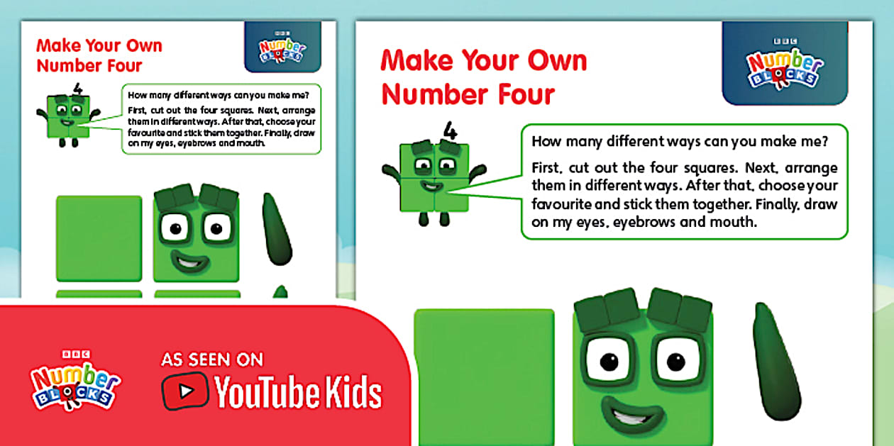 FREE! - Numberblocks: Make Your Own Number 4 Worksheet | Math & Counting