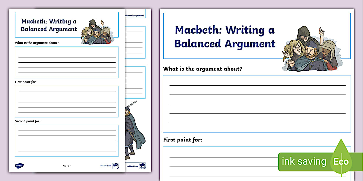 Macbeth: Writing a Balanced Argument (teacher made) - Twinkl