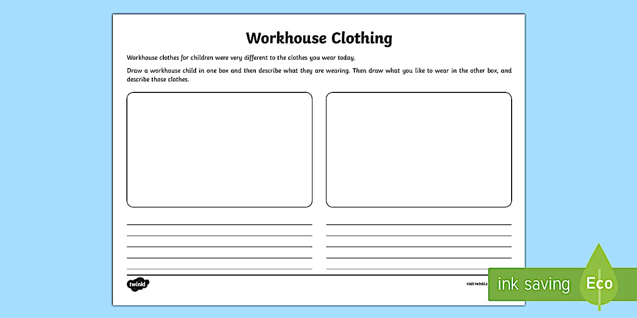 KS1 Workhouse Clothes Worksheet / Worksheet - Twinkl