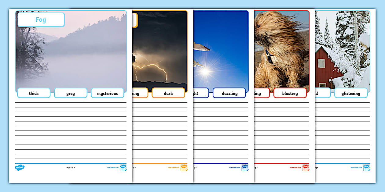 Weather Simple Sentence Photo Worksheets - Twinkl