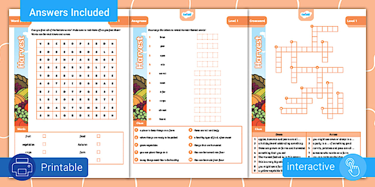 Harvest Essential Puzzle Collection - Level 1 (teacher made)