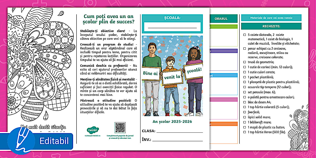 Clasa 3/a III-a – Pliant pentru început de an școlar