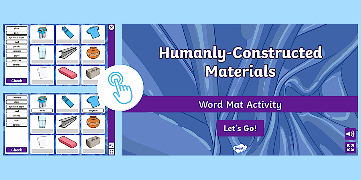 Interactive Human-Made Materials Word Mat Activity - Twinkl
