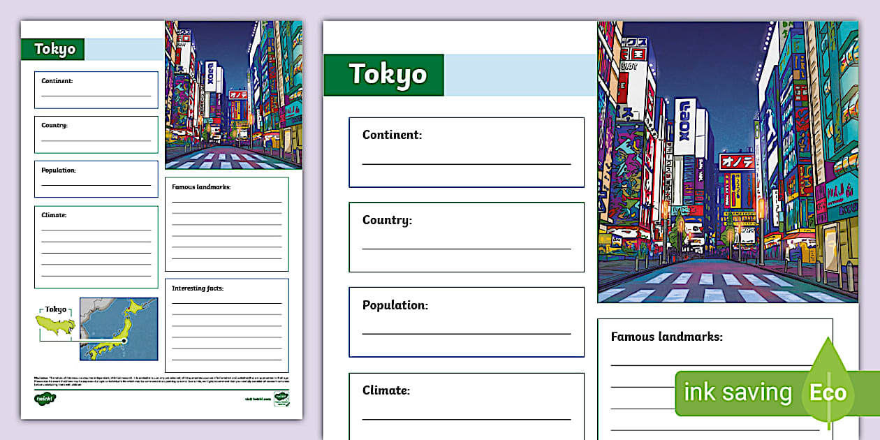 Tokyo Fact File Template (teacher made) - Twinkl