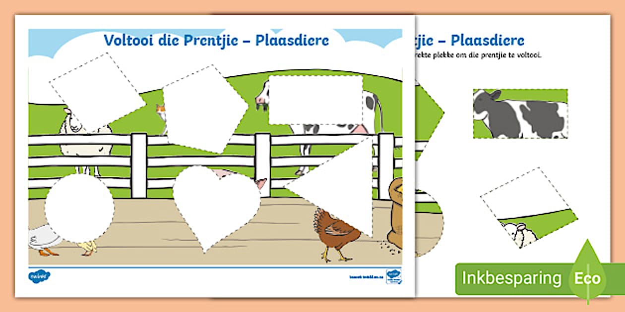 Voltooi die Prentjie: Plaasdiere Aktiwiteit - Twinkl