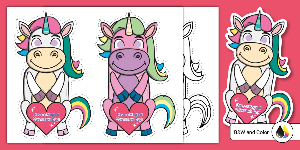 Have a Magical Valentine's Day! Unicorn Treat Holder Cards