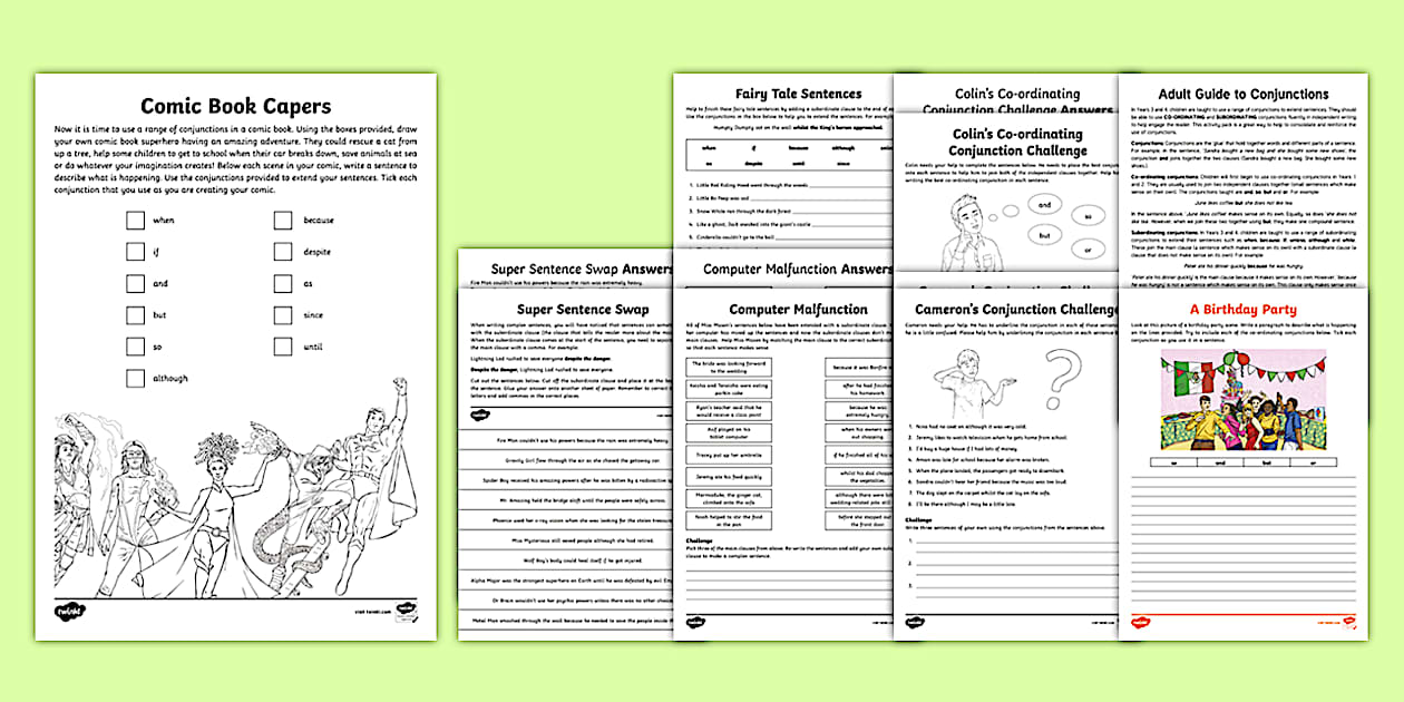 Year 3 & 4 Connectives Worksheets | Conjunctions Resource