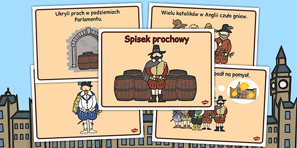 Black and White The Gunpowder Plot Story Sequencing Polish