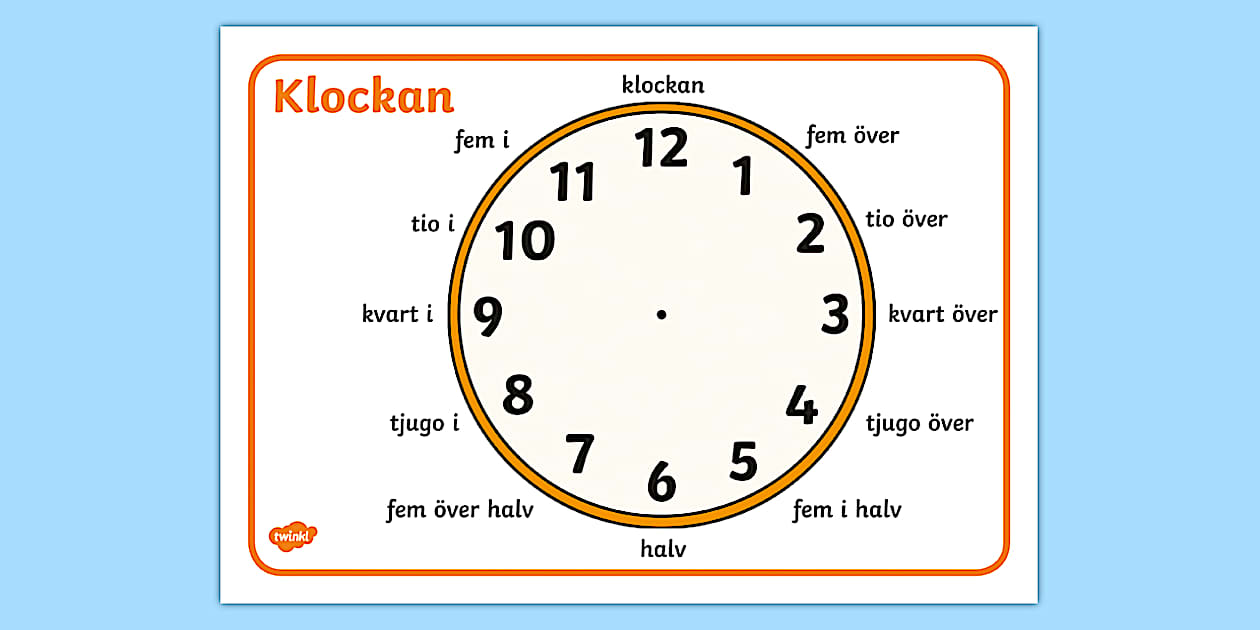Swedish Time Word Mat (teacher made) - Twinkl