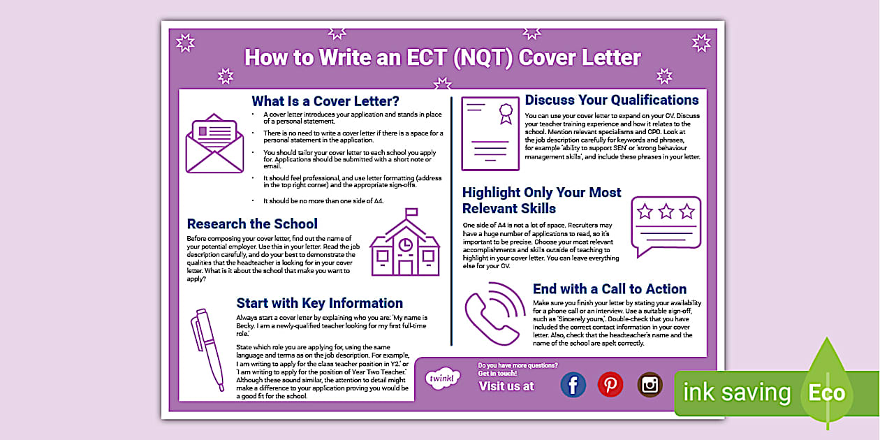 Infographic - How to Write an NQT or ECT Teacher Cover Letter