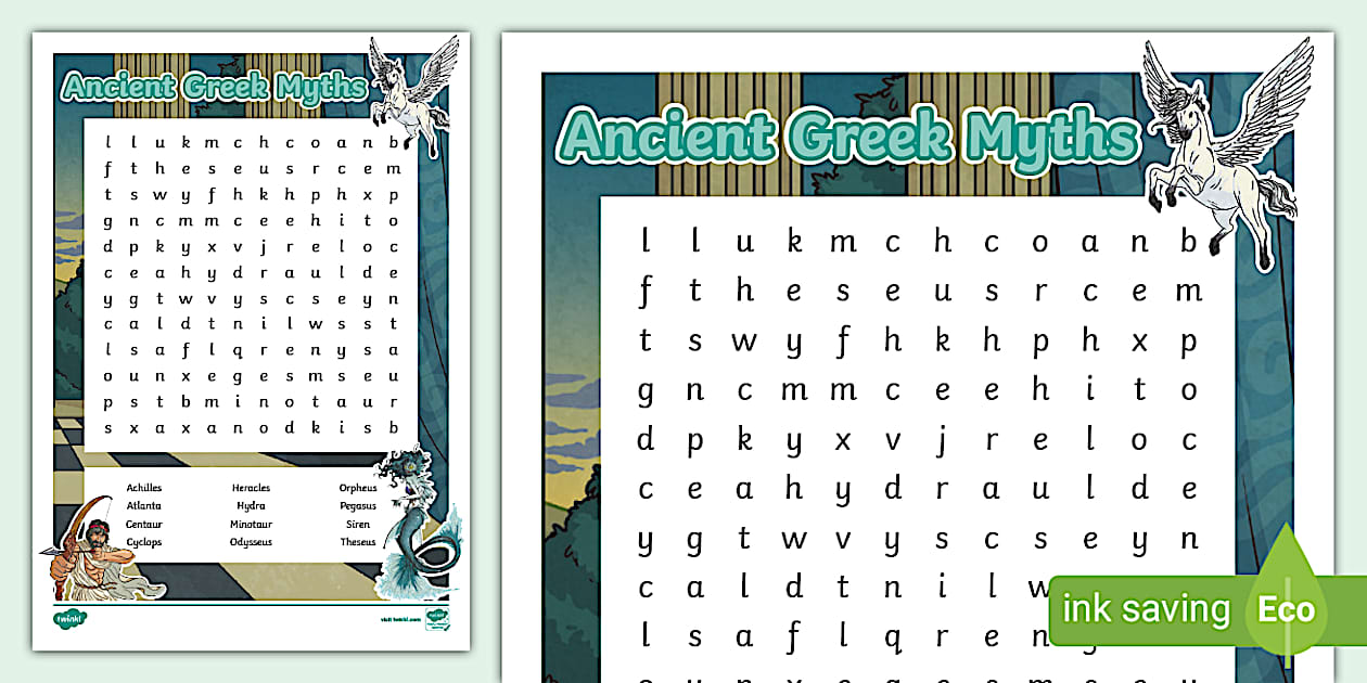 Ancient Greek Myths Word Search (teacher made) - Twinkl