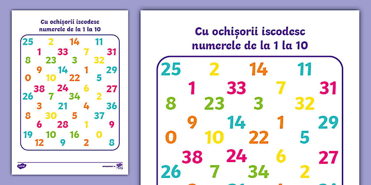 Cu ochișorii iscodesc numerele de la 1 la 10 – Fișă