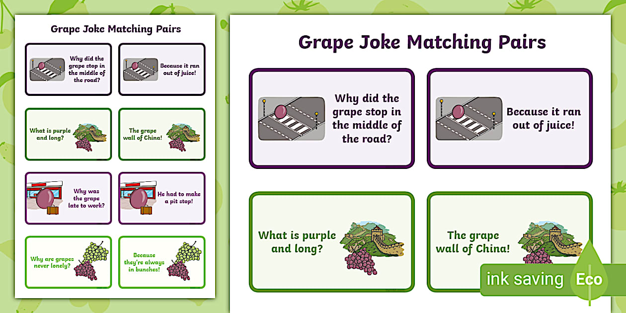 Grape Joke Matching Pairs (Teacher-Made) - Twinkl