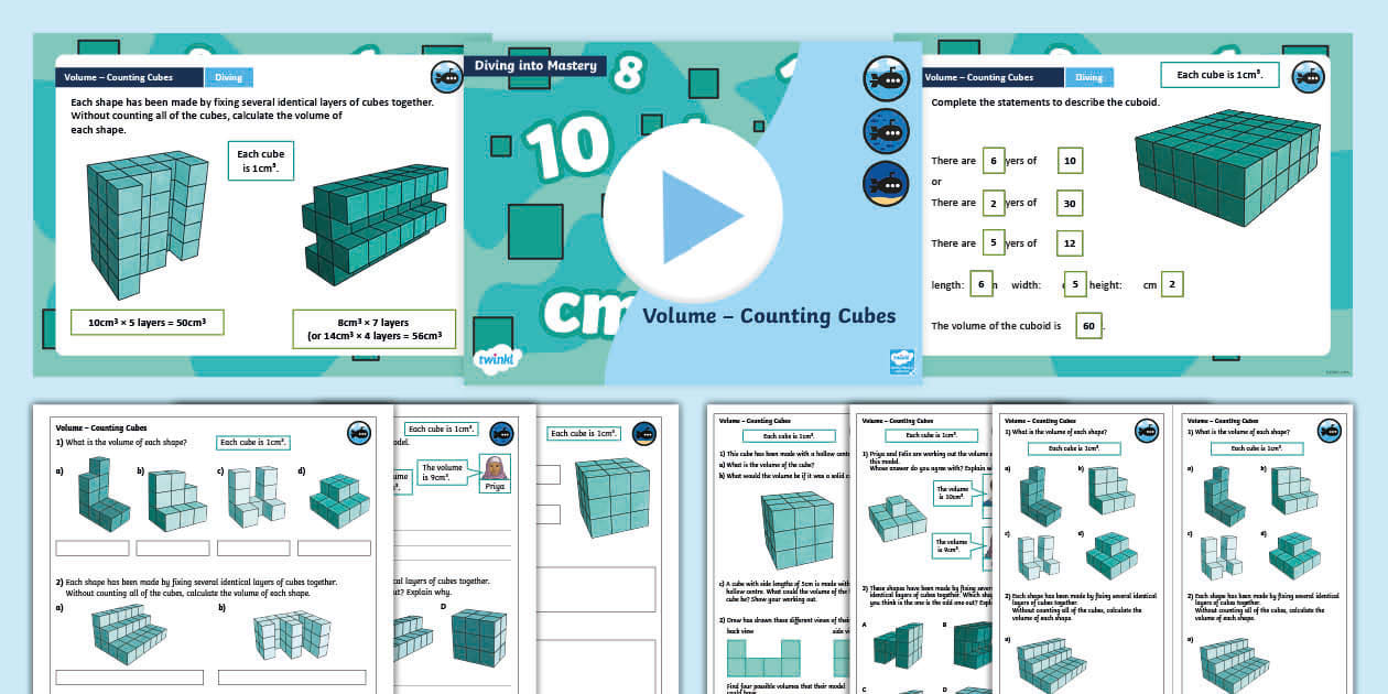 👉 Year 6 DiM: Step 7 Volume – Counting Cubes Teaching Pack