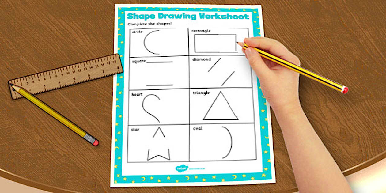 Black and White Visual Perception Shape Drawing Worksheet