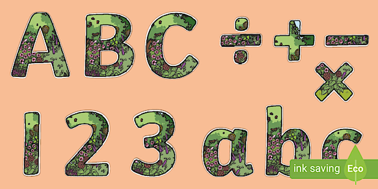 Editable Garden Themed Display Alphabet Numbers and Symbols