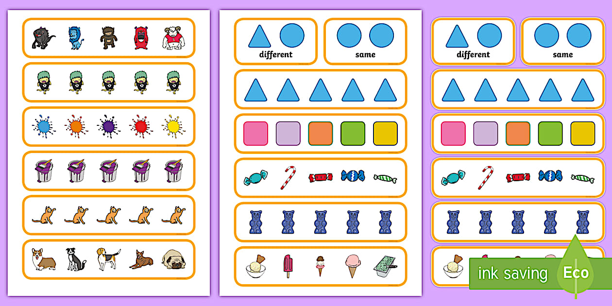 Editable Same Or Different Cards (teacher made) - Twinkl