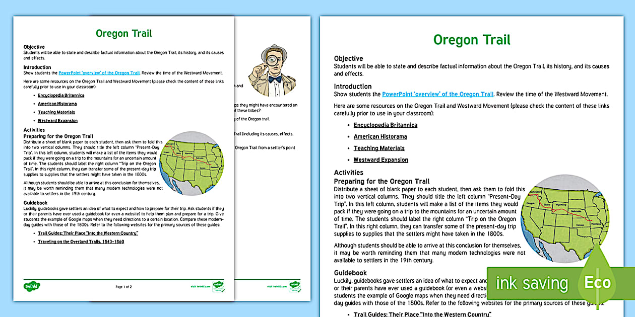 Oregon Trail Teaching Ideas (teacher made) - Twinkl