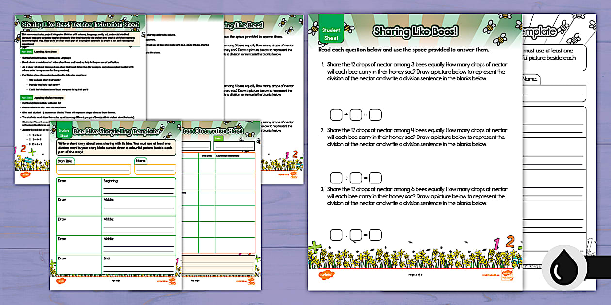 World Bee Day Division Project for Grade 2 (teacher made)