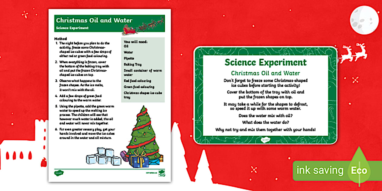 Christmas Oil and Water Science Experiment (teacher made)