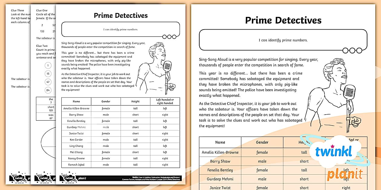 Prime Number Detectives Worksheet | Printable (teacher made)