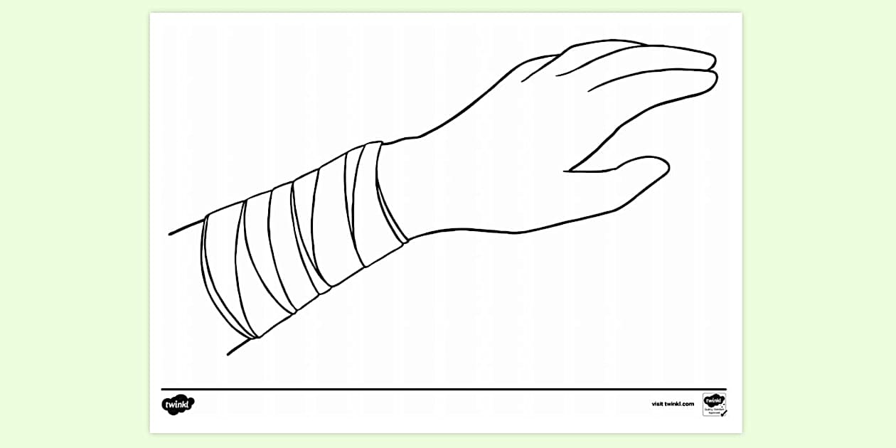 Bandaged Arm Colouring Sheet | Colouring Sheets - Twinkl