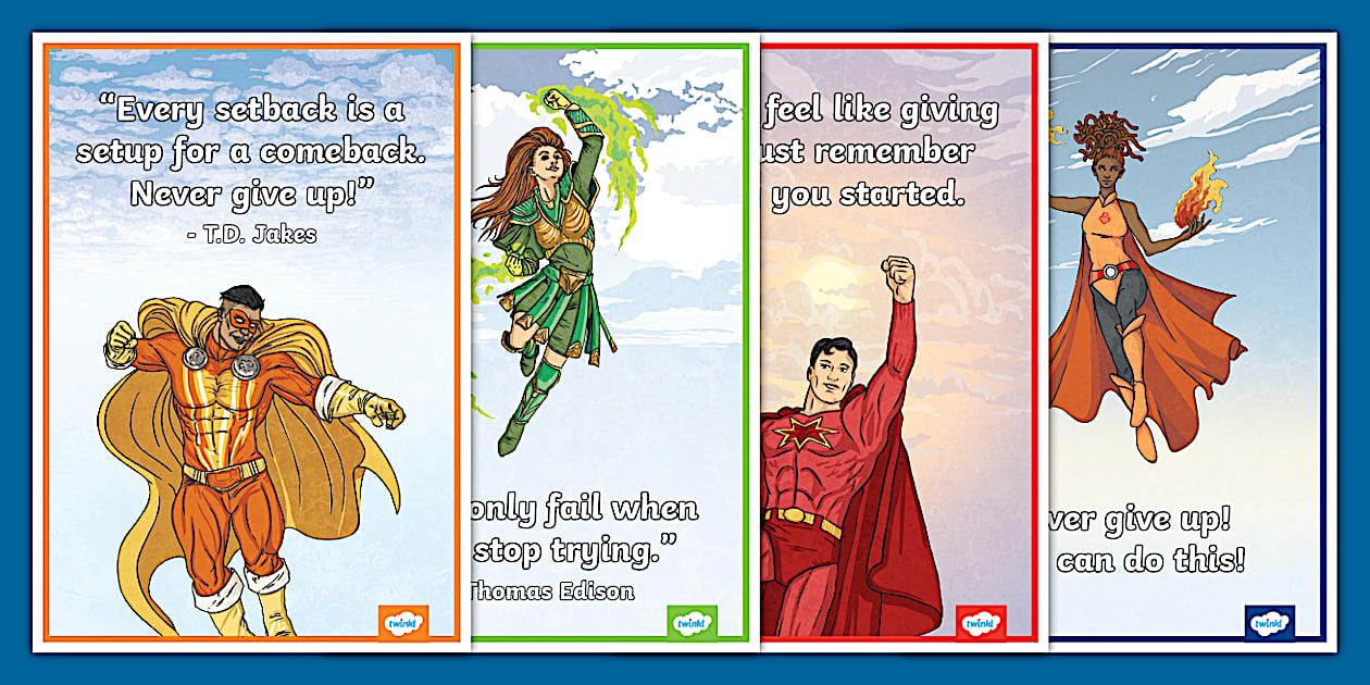Never Give Up Quotes Poster Pack (teacher made) - Twinkl